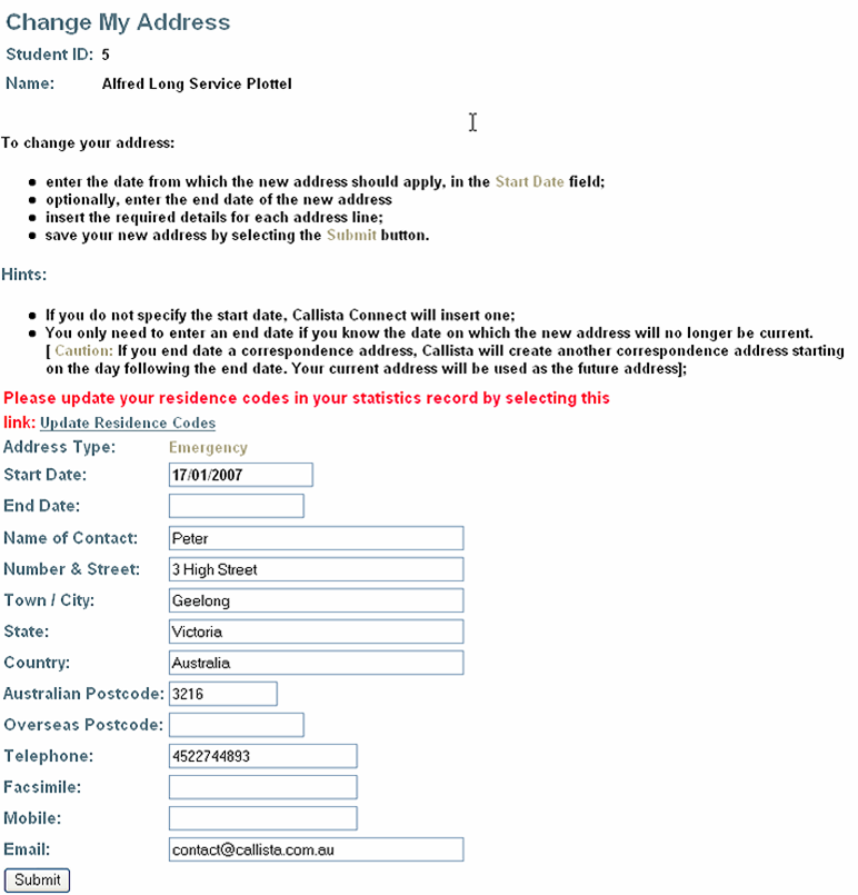 Person Address Update