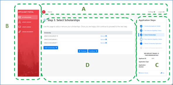 Applicant Portal Gen2 - Layout and Navigation
