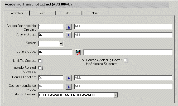 Academic Transcript Extract